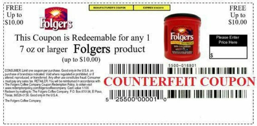 New Counterfeit Coupons Circulating