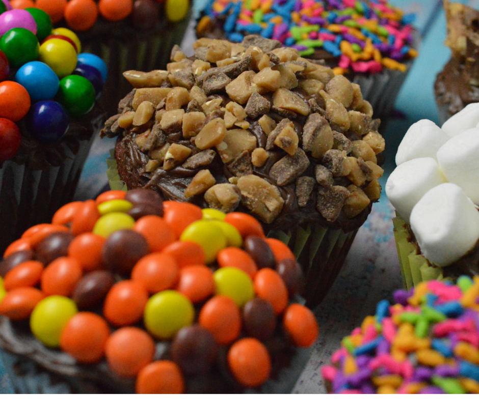 Crazy Candy Cupcakes (Spin on the boring cupcake)